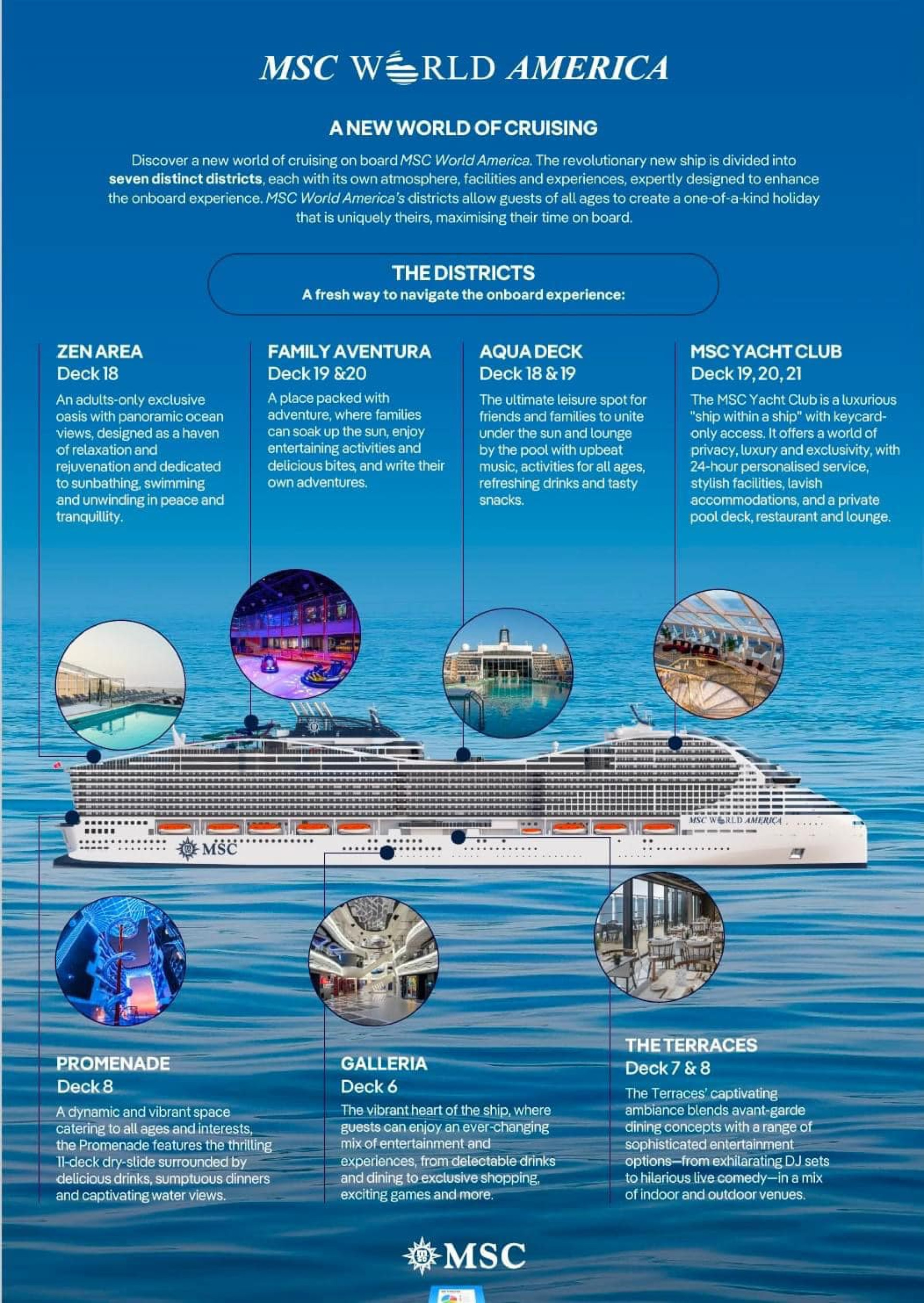Discover the seven unique districts of MSC World America - Riviera Tour